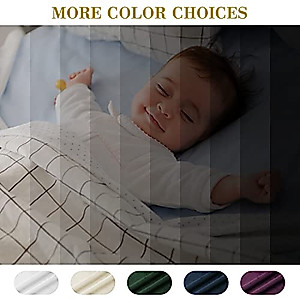 VANASEE Velvet Curtains for Bedroom Ivory 5284 inch Soft Blackout Thermal Insulated Curtains Window Treatment for Bedroom