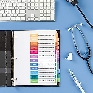 Avery Jan-Dec 12 Tab Dividers for 3 Ring Binders, Customizable Table of Contents, Multicolor Tabs, 3 Sets (44128)