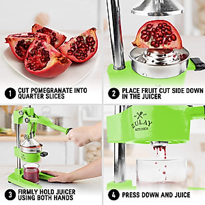 Zulay Kitchen Cast-Iron Orange Juice Squeezer - Heavy-Duty, Easy-to-Clean, Professional Citrus Juicer - Durable Stainless Steel Lemon Squeezer - Manual Citrus Press & Orange Squeezer (Light Green)