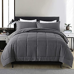 DOWNCOOL King Size Comforter Set -All Season Bedding Comforters Sets with 2 Pillow Cases -3 Pieces Bed Set Down Alternative King Bedding Set -Grey King Comforter Set(102"x90")