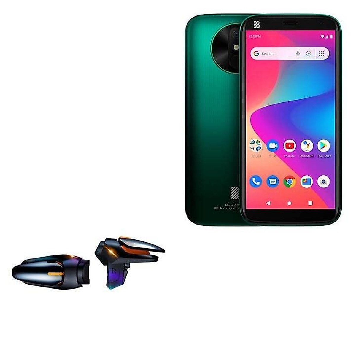 BoxWave Gaming Gear Compatible With BLU C6L (2020) - Touchscreen QuickTrigger Auto, Trigger Buttons Autofire Gaming Mobile FPS - Jet Black