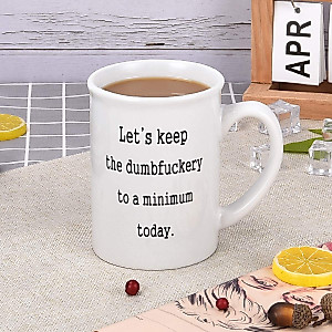 Funny Coffee Mugs Let's Keep To A Minimum Today Coffee Tea Cup with Funny Sayings - 20 Ounce Novelty Gift Funny Gift for Christmas Thanksgiving Festival Friends Men Women