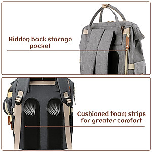 WCHOSOZH Diaper Bag Backpack, Large Diaper Bag with Portable Changing Pad, Travel Baby Bag with Stroller Straps for Mom & Dad (Grey)