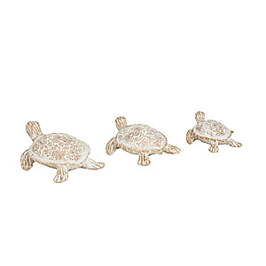 Deco 79 Polystone Turtle Decorative Sculpture Home Decor Statues, Set of 3 Accent Figurines 9", 8", 7"W, Beige