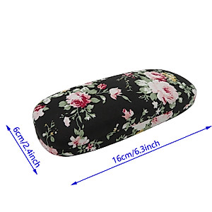 DODOGA 4 Pieces Spectacle Case Portable Hard Shell Eyeglasses Case Floral Flower Fabric Covered Clam Shell Style Eyeglass Case Spectacles Box Eyewear Protector Box for Kids, Women, Girls