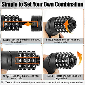 Titanker Bike Chain Lock, Bike Locks Security Anti-Theft Resettable Combination Bicycle Chain Lock 3.3 Feet Bike Locks for Bike, Motorcycle, Bicycle, Door, Gate, Fence, Grill (8mm Thick Chain)