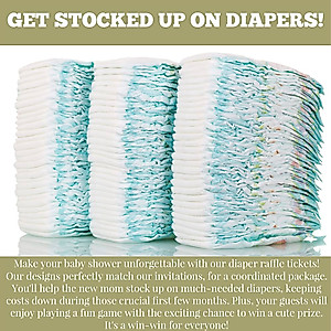 Woodland Forest Animals Diaper Raffle Tickets for Baby Showers, 20 2" X 3” Double Sided Insert Game Cards, Bring a Pack of Diapers to Win Favors & Prizes!