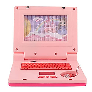 RiToEasysports Kids Learning Laptop, Plastic High Simulation Educational Toddler Learning Computer Toy with Mouse (Purple Retractable Mouse) Electronic Toy