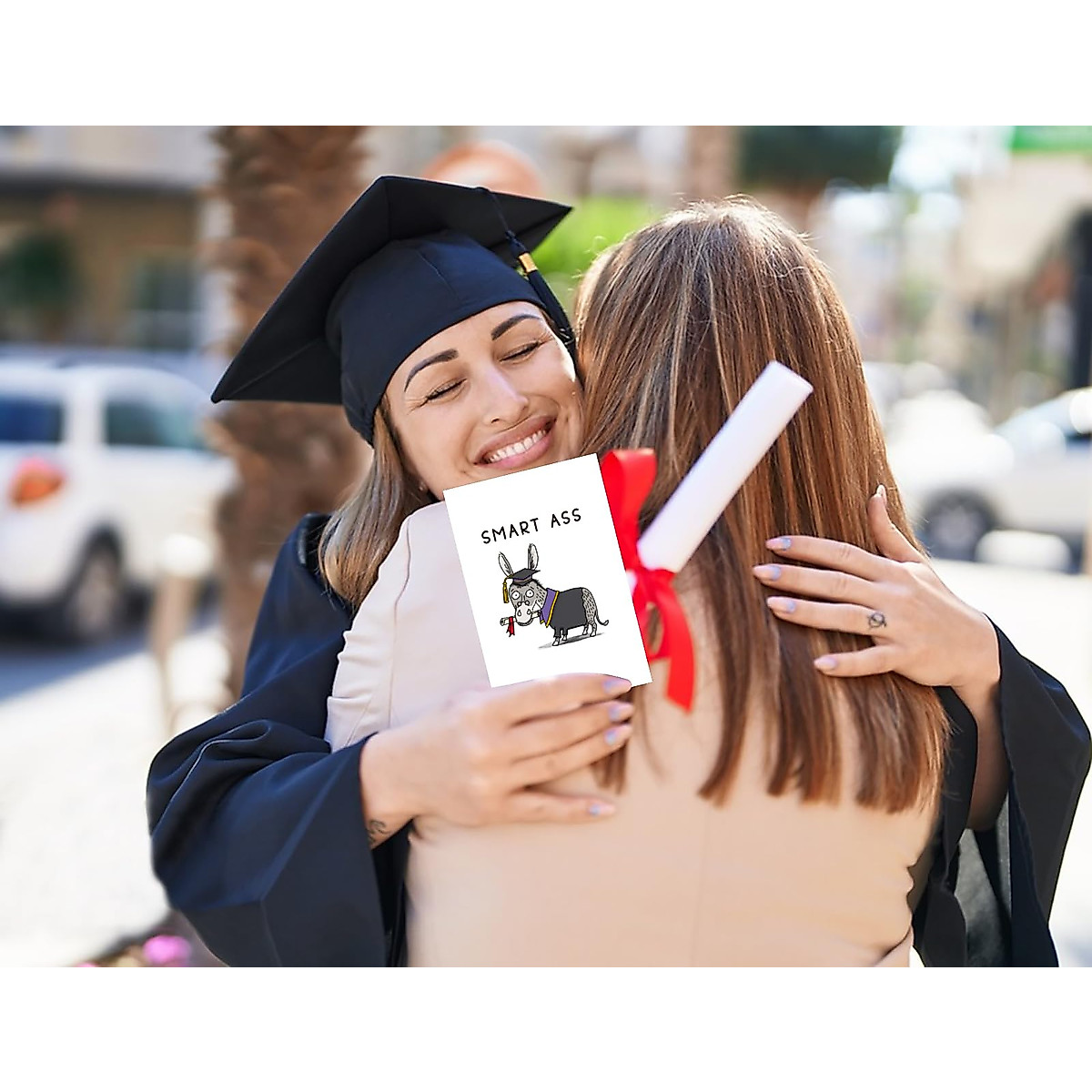 JUESMOS Smart Ass Funny Graduation Card for Her Him Class of 2024 Graduation Greeting Card Congrats Graduation Gift Card High School College Graduation Gifts for Girls Boys Daughter Son Students