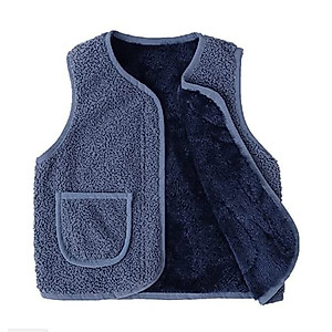 warmstraw Baby Boys' Winter Vest Soft Warm Zipper Closure Fleece Jackets Vests Outfit Coat Sleeveless Blue for 2-3T