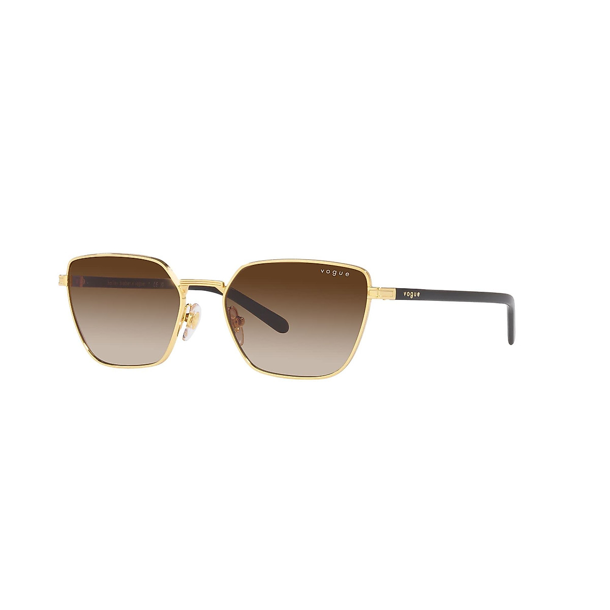 Vogue Eyewear Woman Sunglasses Gold Frame, Brown Gradient Lenses, 53MM