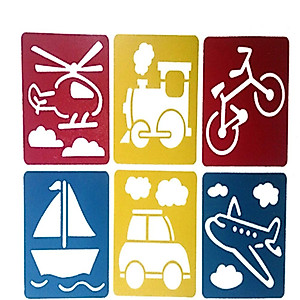 12Pcs Drawing Stencil Template for Kids Crafts Drawing Stencils in Shapes of Transport Drawing Stencils Drawing Toys Cartoon Drawing Template Hollow Painting Template Painting
