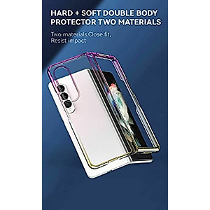 EAXER for Samsung Galaxy Z Fold 3 5G Shockproof Acrylic Gradient Clear Cover Skin Case Slim Thin Crystal Scratchproof Hard PC Gradient Shock Absorption Flexible TPU Soft Bumper Red Purple