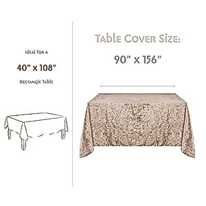Elegant Rectangle Tablecloth 90 x 156 Inch, Made With Fine Crushed-Velvet Material, Classic Champagne Rectangle Tablecloth With Durable Seams, Table Cover Great for Weddings, Dinners, Events and more