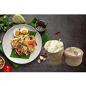 Heavens Tvcz Bamboo Sticky Rice Basket Kratip Small Handmade Natural White Orchid Basket Steamer Kitchen in Thailand for Kitchenware or Cookware Pot Food Travel Picnic Keeping After Steaming Keep Warm
