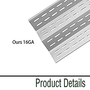 Damile Stainless Steel Grill Heat Plates Heat Shield Burner Cover Flame Tamer, Vaporizer Plate BBQ Gas Grill Replacement Parts for Solaire 27XL Grills, 15”x 10”x 1 5/16”, 2-Pack