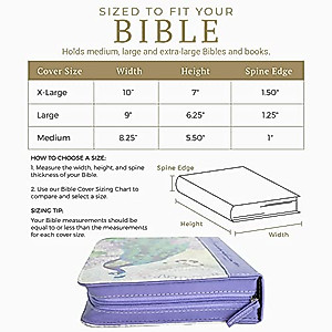 Divinity Boutique Bible Case - X-Large Bible Cover for Women and Girls- Faux Leather Zippered Bag with Ecc. 3:11 - Fits Books up to 10” x 7.5” x 1.5”
