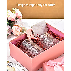 ISMASOAN Vintage Drinking Glasses Set of 8,Hobnail Glassware 14 oz and 12 oz,Bubble Glasses Drinking,Vintage Glassware,Beaded Glassware,Highball Glasses,Gift Box Set