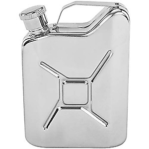 Fairly Odd Novelties Gas Can Flask, 4oz Funny Retro Novelty Drink Holder Gag Gift, 4 oz, Silver
