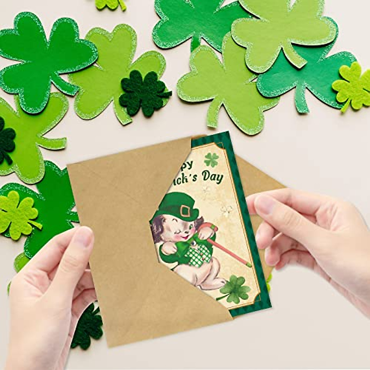 ceiba tree Vintage St. Patrick's Day Cards Assorted Retro Blank Greeting Notes Cards with Envelopes and Stickers