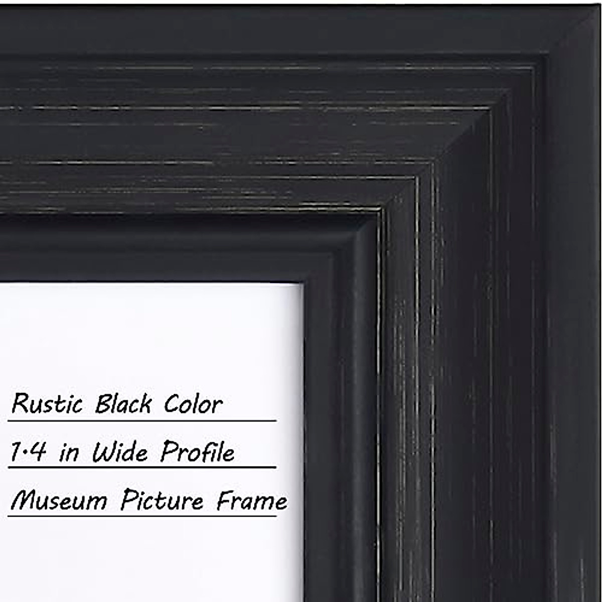 Yaetm 11x14 Picture Frame with Mat for 8x10 Set of 4, 1.4" Wide Molding & Distressed Black Photo Frames 11 x 14 with Tempered Glass for Wall Gallery, Home and Office, Wall Mount (4 pack, Black)