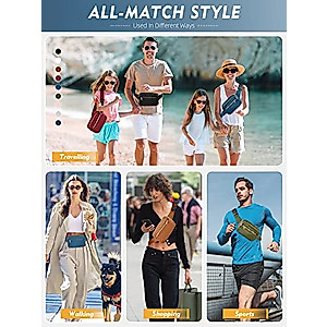 FIORETTO Fanny Packs for Women Men Fashion Crossbody Belt Bag with 3 Zipped Pocket Adjustable Small Waist Pouch Bum Bag for Dog Walking Running Hiking Travel Workout Peacock Blue