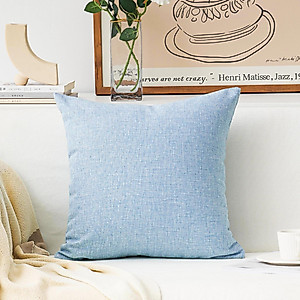 Home Brilliant Blue Throw Pillow Cover Linen European Decorative Pillow Case Large Cushion Cover for Patio Floor Garden, 24x24(60x60cm), Light Blue