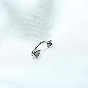 TGNEL G23 Pure Titanium Round and Heart Shaped CZ Belly Button Rings Petite Navel Ring for Women Body Piercing Jewelry 14G ASTM F136 White Cubic Zirconia Belly Rings 10mm Belly Bars