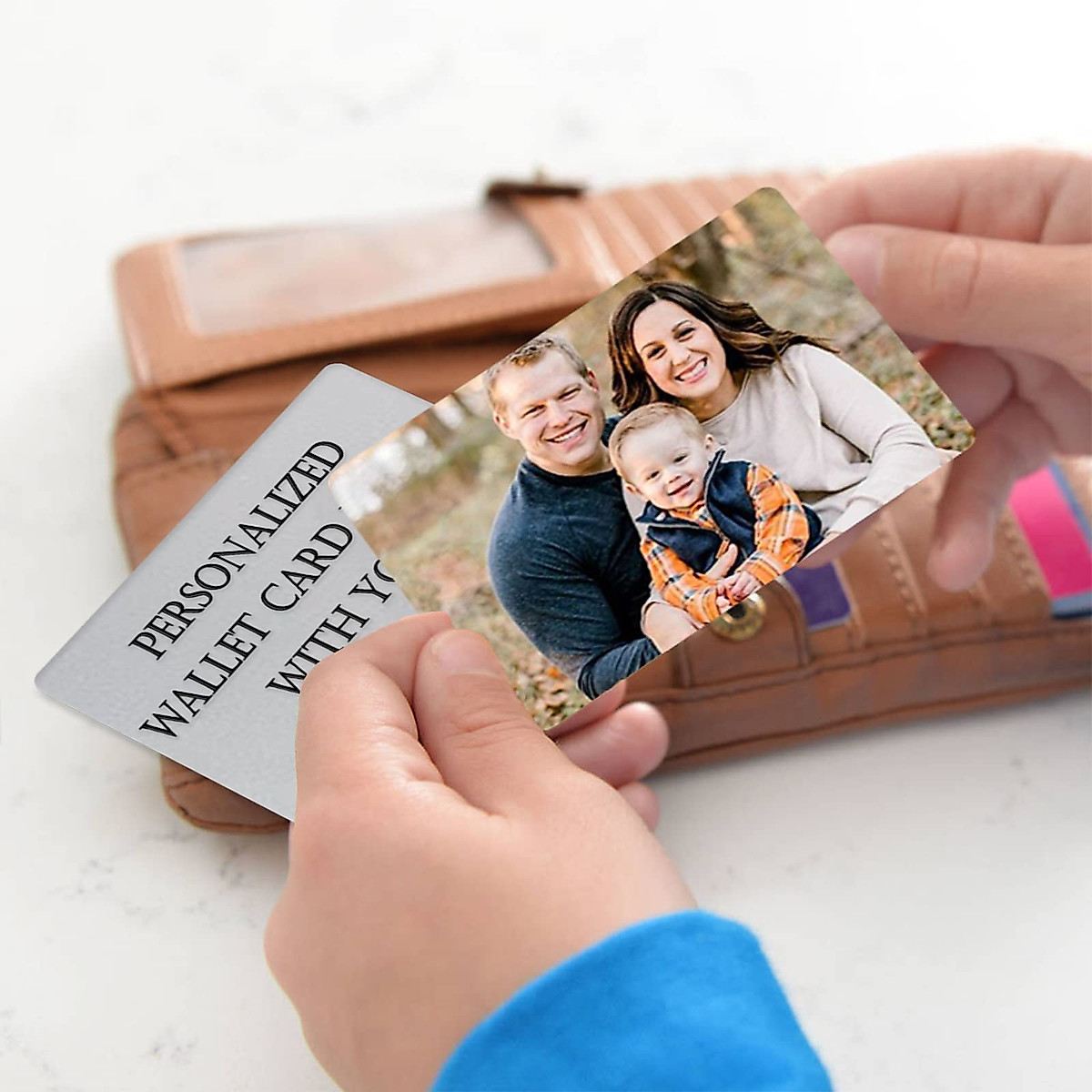 EAQ Personalized Wallet Insert, Custom Engraved Metal Card with Design, Message Card Gift for Dad, Husband, Boyfriend - Custom