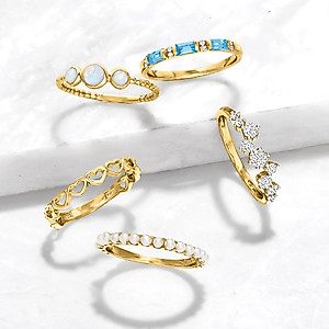 RS Pure by Ross-Simons Opal 3-Stone Ring in 14kt Yellow Gold. Size 6