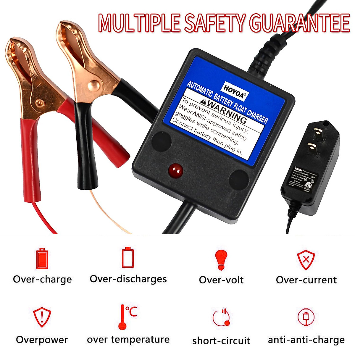 HOYOA Small Automatic Battery Float trickle Charger 12v for car Boat Household Motorcycle Automotive (Based on Use in Commerce) Chargers for Electric Batteries