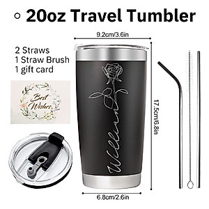 Personalized Tumbler with Names 16 Designs 10 Colors - Vacuum Insulated Travel Tumbler with Lid & Straw 20 Oz Custom Christmas Birthday Gift for Dad Mom Sister Friend Bridesmaid Groomsmen