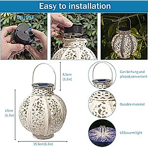 Generep Solar Lanterns, Retro Metal Solar Lights with Handle, 4 Lumen Sun Powered Garden LED Decorative Lighting for Yard, Tree Fence, Patio, Lawn, Balcony and Terrace(2 Pack)