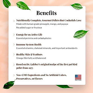 LAFEBER'S Cockatiel Pellets (1.25 lb (Pack of 2), Tropical Fruit Pellets)