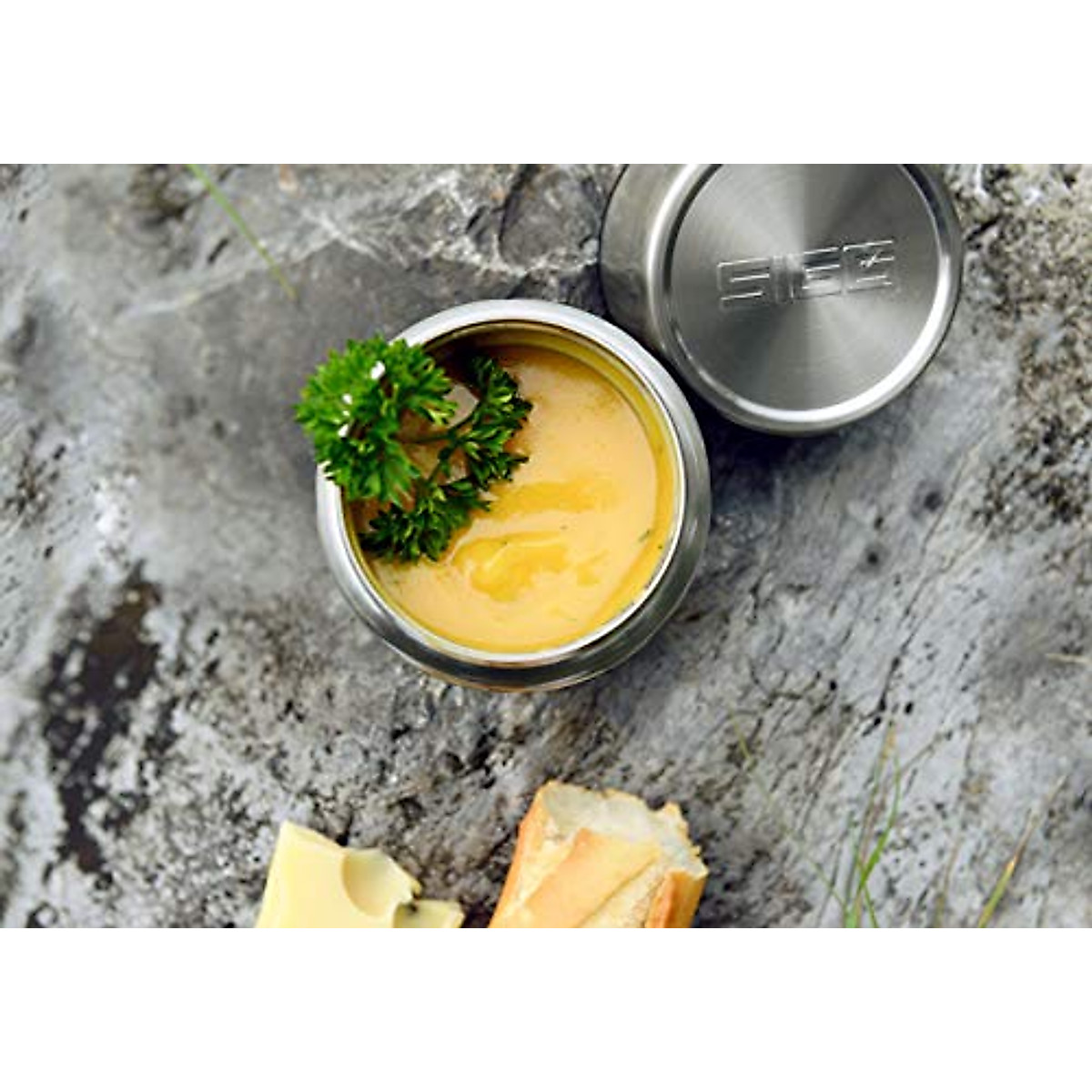 SIGG - Insulated Food Container - Silver Food Jar Brush Selenite - Integrated Cutlery - Hot & Cold, BPA Free - Stainless Steel - 25 Oz