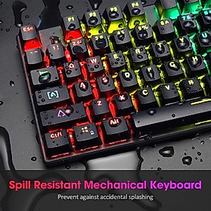 K11 Wired Gaming Keyboard RGB Rainbow LED Backlit Ergonomic Waterproof Mechanical Gaming Keyboard for Desktop, Computer, PC - Black