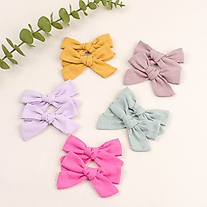 40Pcs 3.5Inch Hair Bows Clips for Baby Girls, Oaoleer Neutral Linen Pigtail Bows Double Bun Ponytail Bow Hair Barrettes Accessories for Babies Infant Toddlers Kids in Pairs