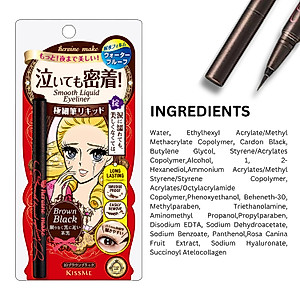 Heroine Make by KISSME Waterproof Smooth Liquid Eyeliner, Japanese Eye Makeup for Smudge-free, Super Keep Brown Black