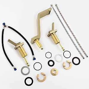 POP SANITARYWARE 2-Handle Widespread Bathroom Sink Faucet for 3 Holes Solid Brass 8 Inches Waterfall Bathroom Vanity Faucets with Pop Up Drain and cUPC Supply Hoses, Brushed Gold