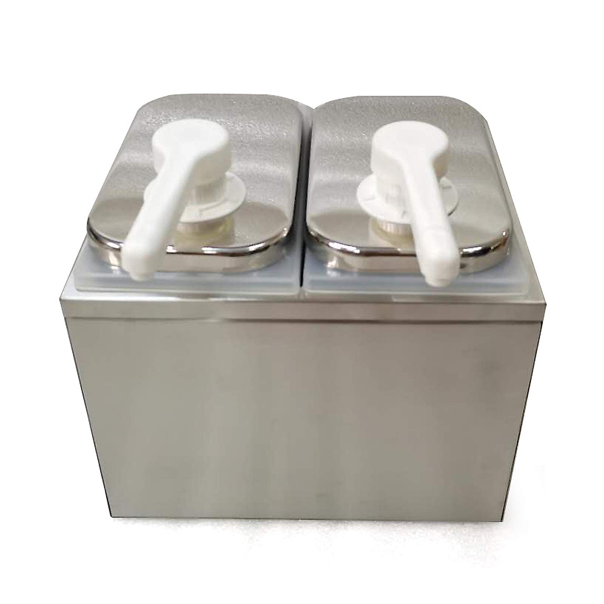 Condiment Pump Station, Stainless Steel Sauce Pump Dispenser Ketchup Dispensers Condiment Pumps Ketchup Pump Condiment Pump Dispenser for Salad Jam Seasoning Sauce Squeeze (Two Head)