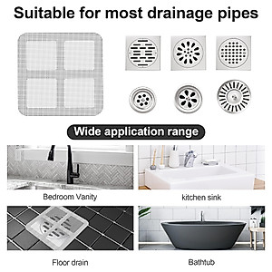 IURRDOP Disposable Shower Drain Cover Hair Catcher Mesh Stickers,50Pcs 4-Inch Disposable Floor Drain Stickers,Universal Sink Drain Cover for Human and Pet Hair - Ideal for Bathroom,Kitchen and Bathtub