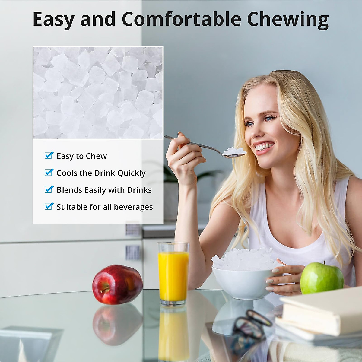 ACONEE Nugget Ice Maker Countertop Machine with Soft Chewable Ice, Crushed Ice Makers with Self-Cleaning, 36Lbs/24Hrs, One-Key Operation, Compact Ice Maker with Ice Scoop/Basket for Home/Kitchen/Bar