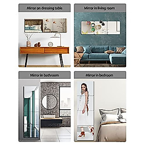 Unbreakable Acrylic Mirror Non-Glass shatterproof Mirror Full Length Wall Gym for Home Mirror Frameless Home Fitness Mirrors (4pcs,12 in x12 in ), Silver