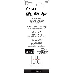 PILOT Dr. Grip Frosted Refillable & Retractable Ballpoint Pen, Medium Point, Pink Barrel, Black Ink, Single Pen (36252)