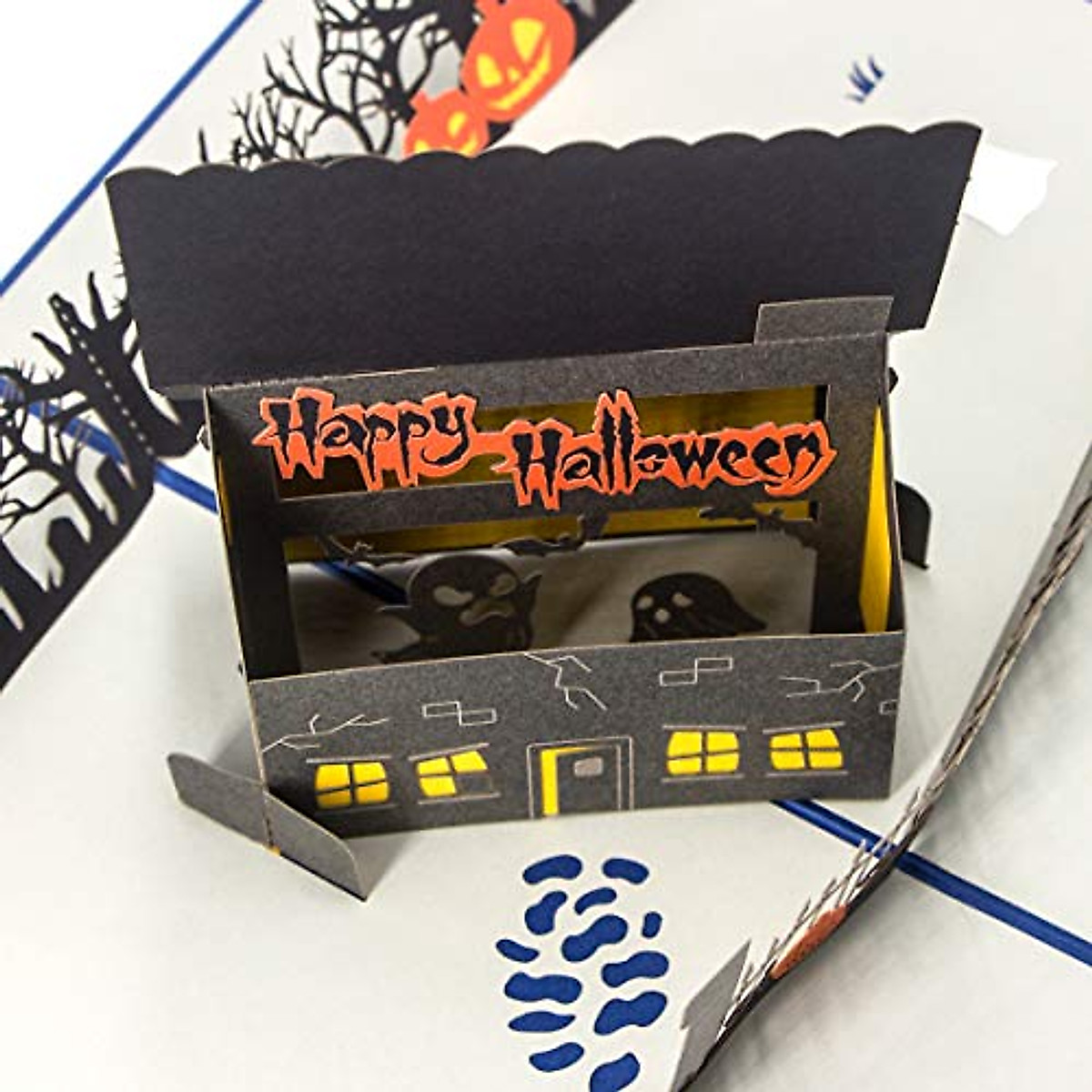 Ribbli Halloween Haunted House Handmade 3D Pop Up Card,Greeting Card,Halloween Card,Pumpkin Card,with Envelope