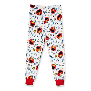 Sesame Street Elmo Toddler,2 Piece Pajama Set,with Matching Toddler Elmo Slippers, 100% Cotton, Red, Size 2T