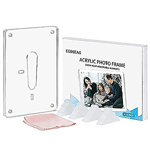 ECOSEAO 4x6 Minimalist Picture Frame Acrylic Glass Photo Frame with Magnetic Desktop Display Horizontally or Vertically