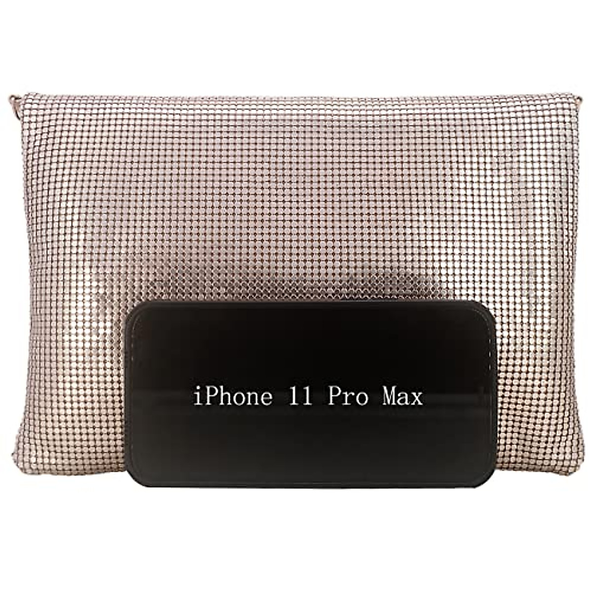 Venoline Large Metal Mesh Evening Clutch Bag Convertible Handbag Tassel Purse Rose Gold