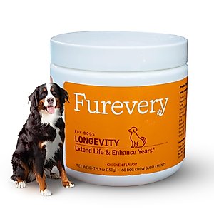 Furevery Chewable Dog Vitamins and Supplements – Daily Longevity Multivitamin for Dogs with Curcumin, Taurine, Trans-Resveratrol – Essential Vitamins for Dogs to Support Wellness and Vitality