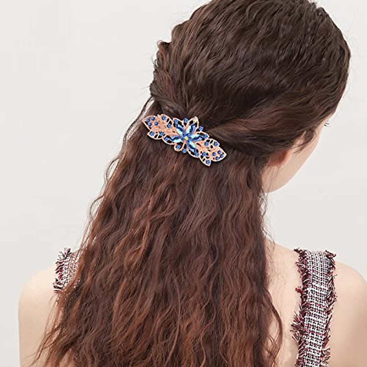 Hair Barrettes for Women,WHAVEL 4Pcs Flower Crystal Rhinestones Hair Barrettes Hair Clips Luxury Jewelry Spring French Hair Clips for Women Girls Hair Styling Accessories （Style 1）